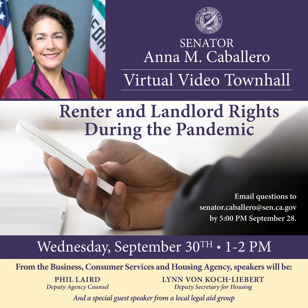 Senator Caballero Video Town Hall For Renters And Landlords Senator